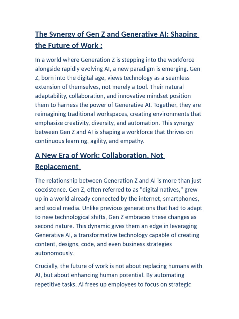 Gen AI Gen Z Shaping The Future of Work | PDF | Artificial Intelligence ...