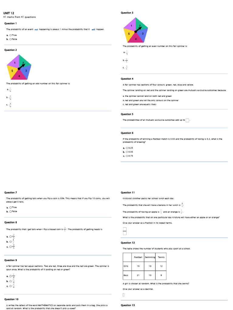 UNIT 12 | PDF | Probability