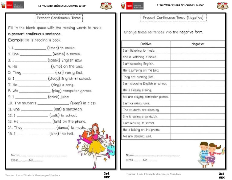 Ficha Progressive 3rd Sec | PDF