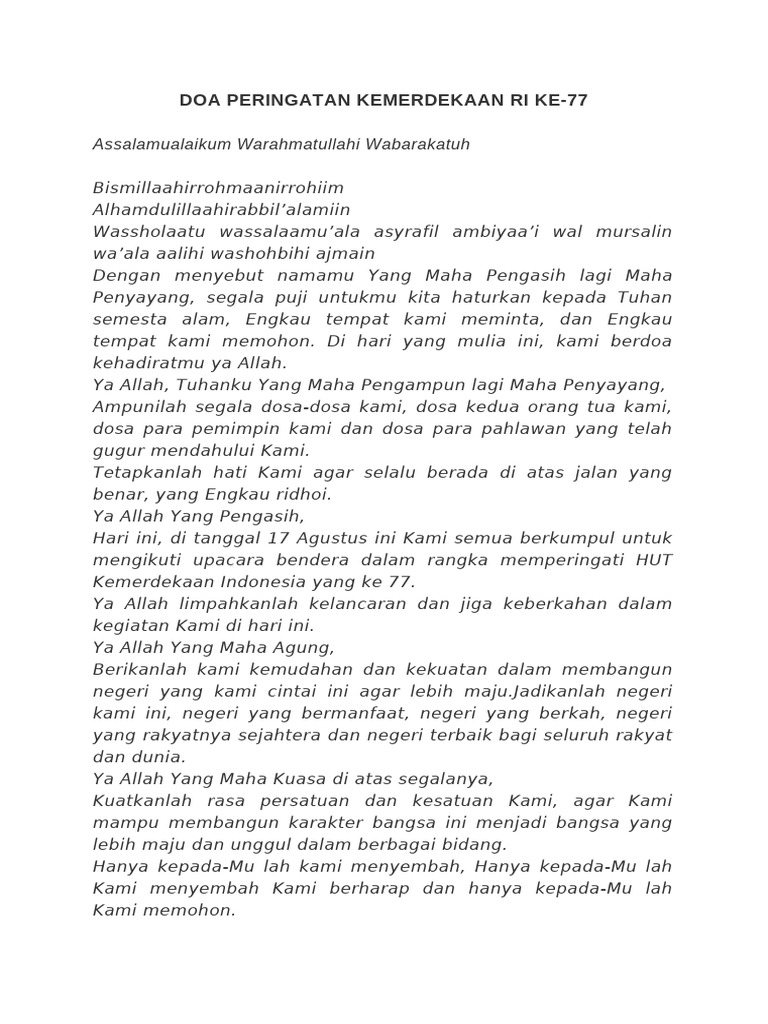 Doa Kemerdekaan 17an | PDF