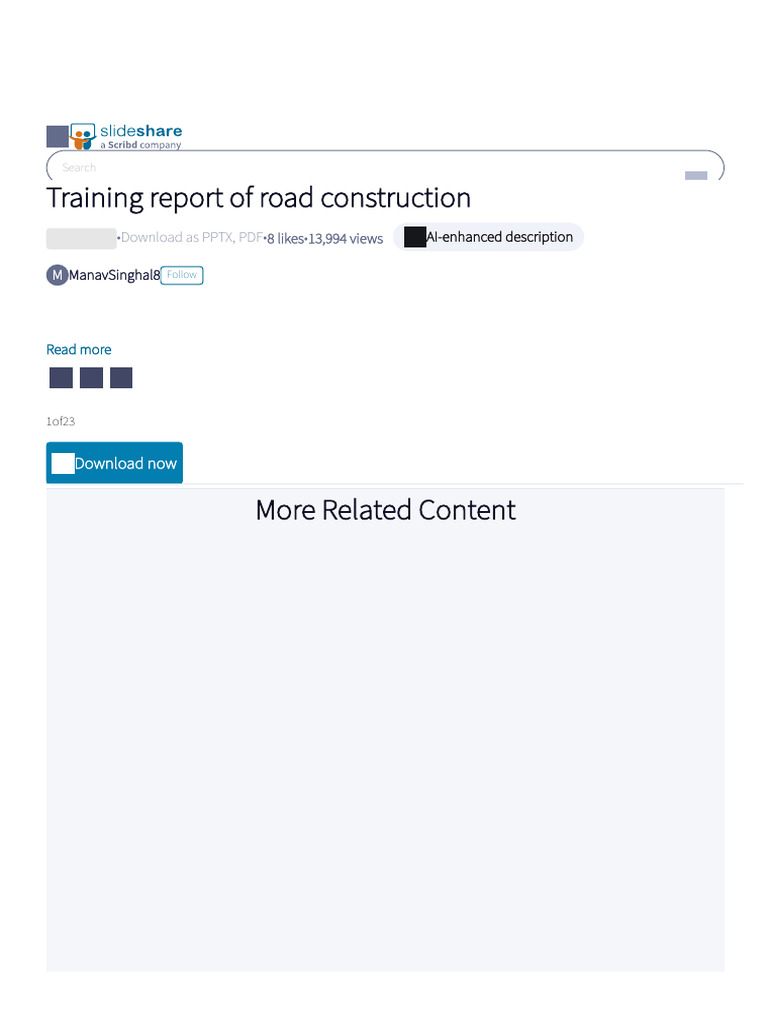 Slideshowtraining Report of Road Construction244599763 | PDF | Road ...