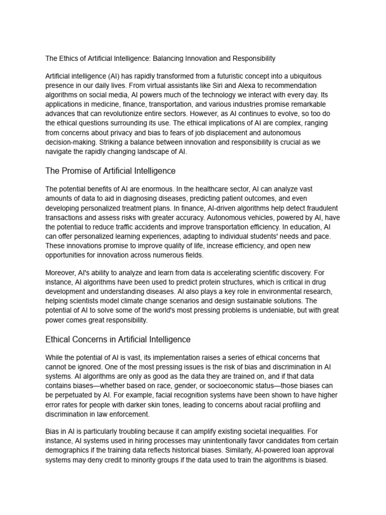 AI Ethics: Balancing Innovation & Duty | PDF | Artificial Intelligence | Intelligence (AI ...