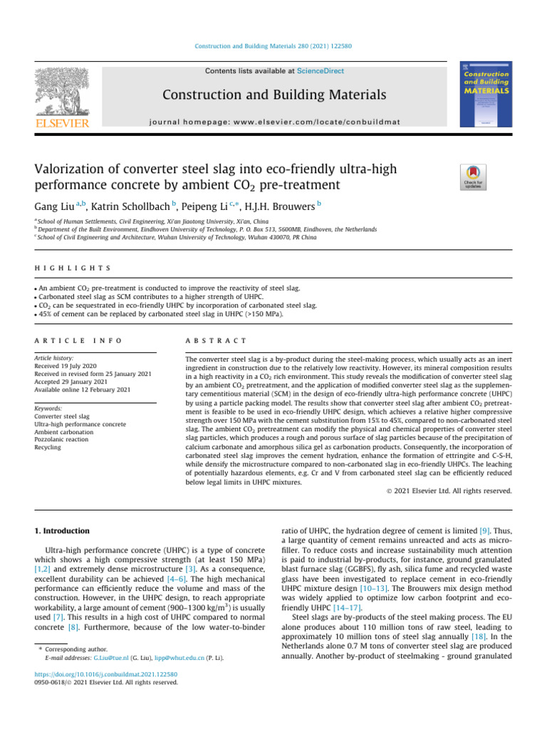 Valorization of Converter Steel Slag Into Eco-Friendly Ultra-High ...