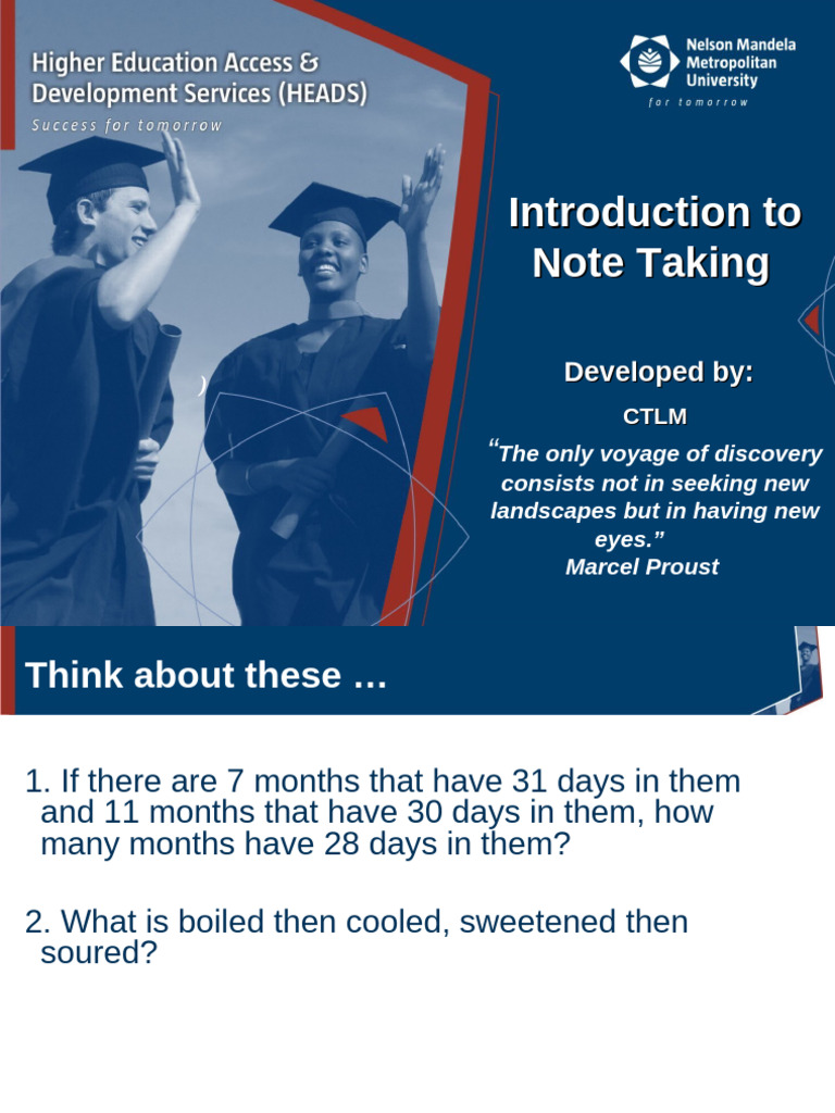 Introduction To Note Taking | PDF | Lecture | Human Communication