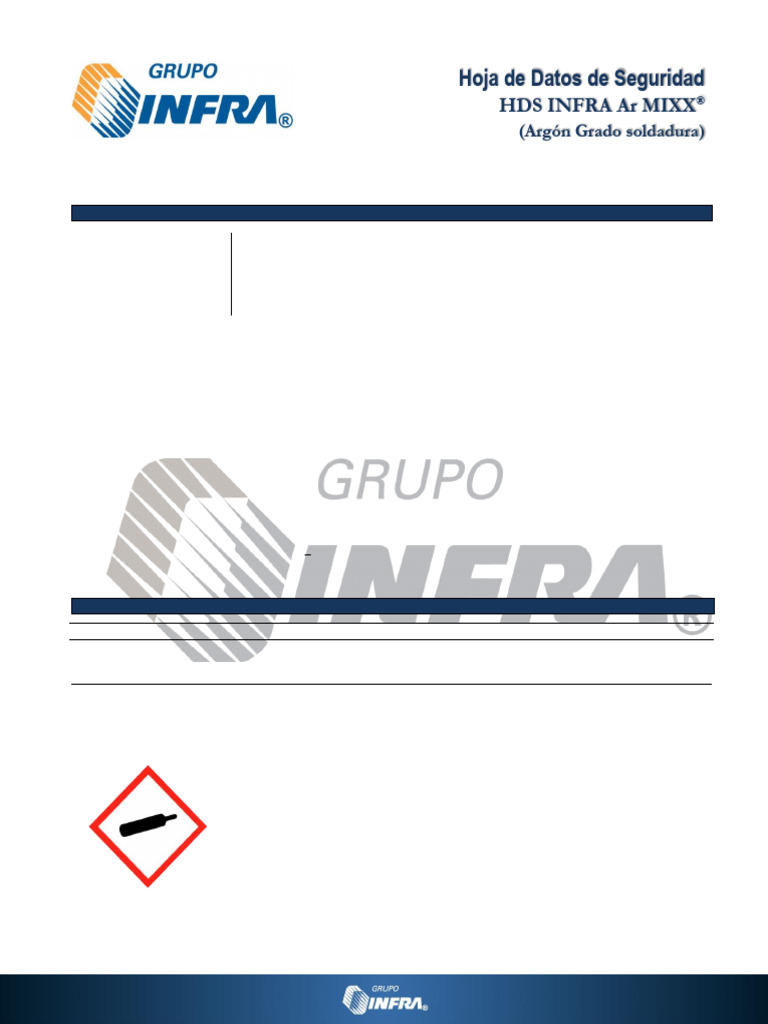HDS 200 01 INFRA Ar MIXX (R) ARGON GRADO SOLDADURA (GAS COMPRIMIDO) REV. 3 | PDF | Oxígeno | Argón