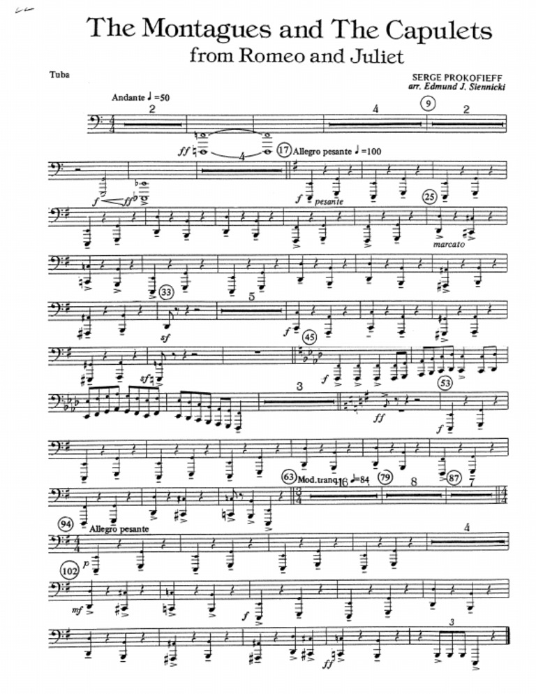 Prokofiev - Montagues and Capulets - 15. Tuba | PDF