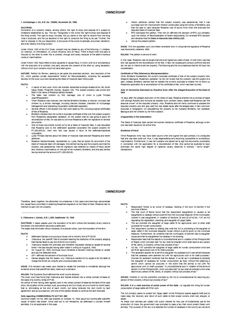 Property Case Digests 4 | PDF | Complaint | Title (Property)