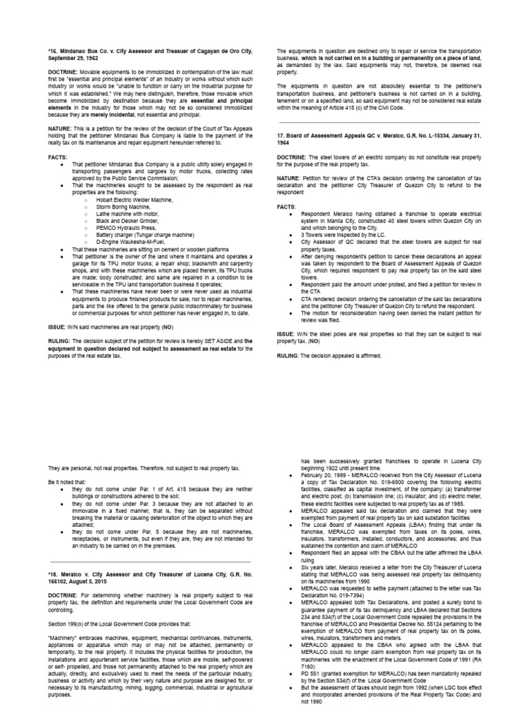 Property Case Digests 2 | PDF | Judgment (Law) | Property Tax
