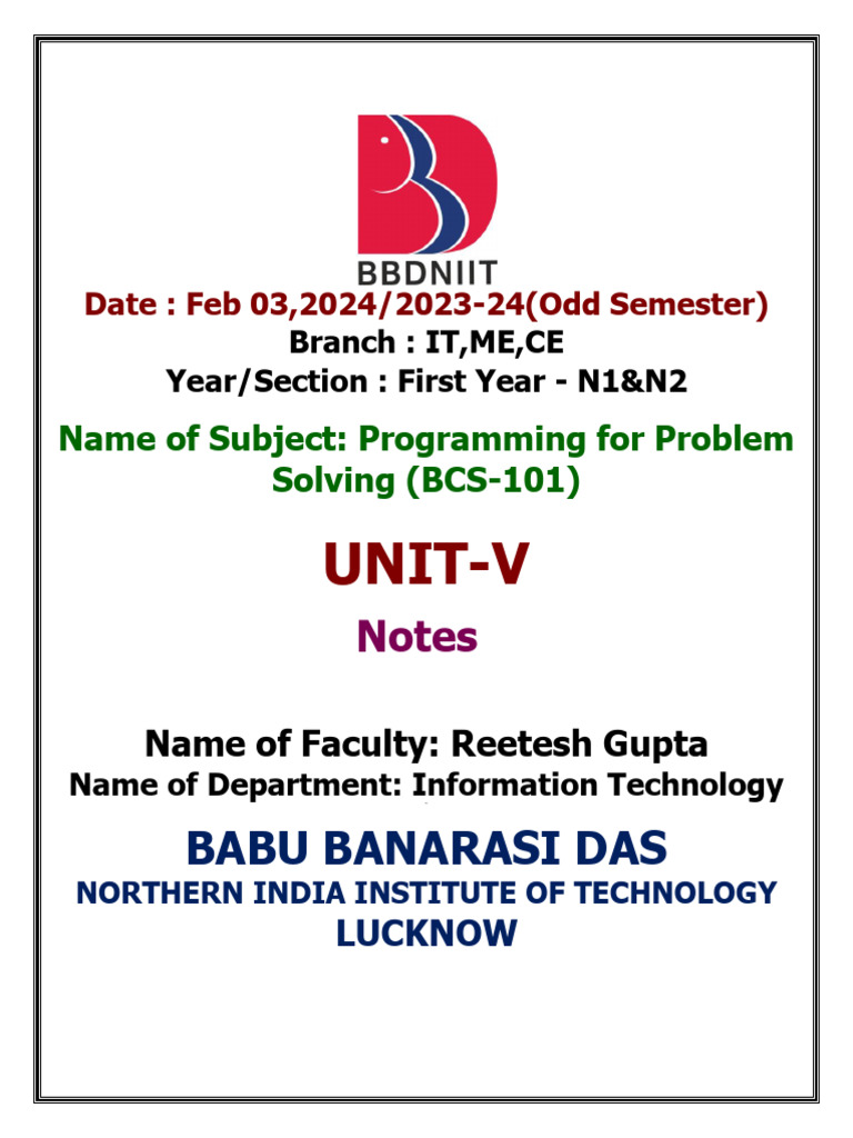 PPS Notes Unit 5 | PDF