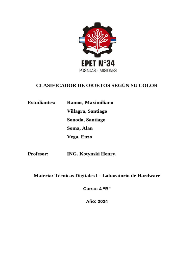Clasificador de Objetos Según Su Color | PDF | Sensor | Informática