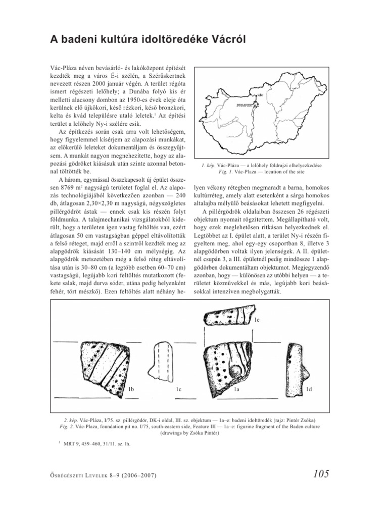 A Badeni Kultúra Idoltöredéke Vácról | PDF