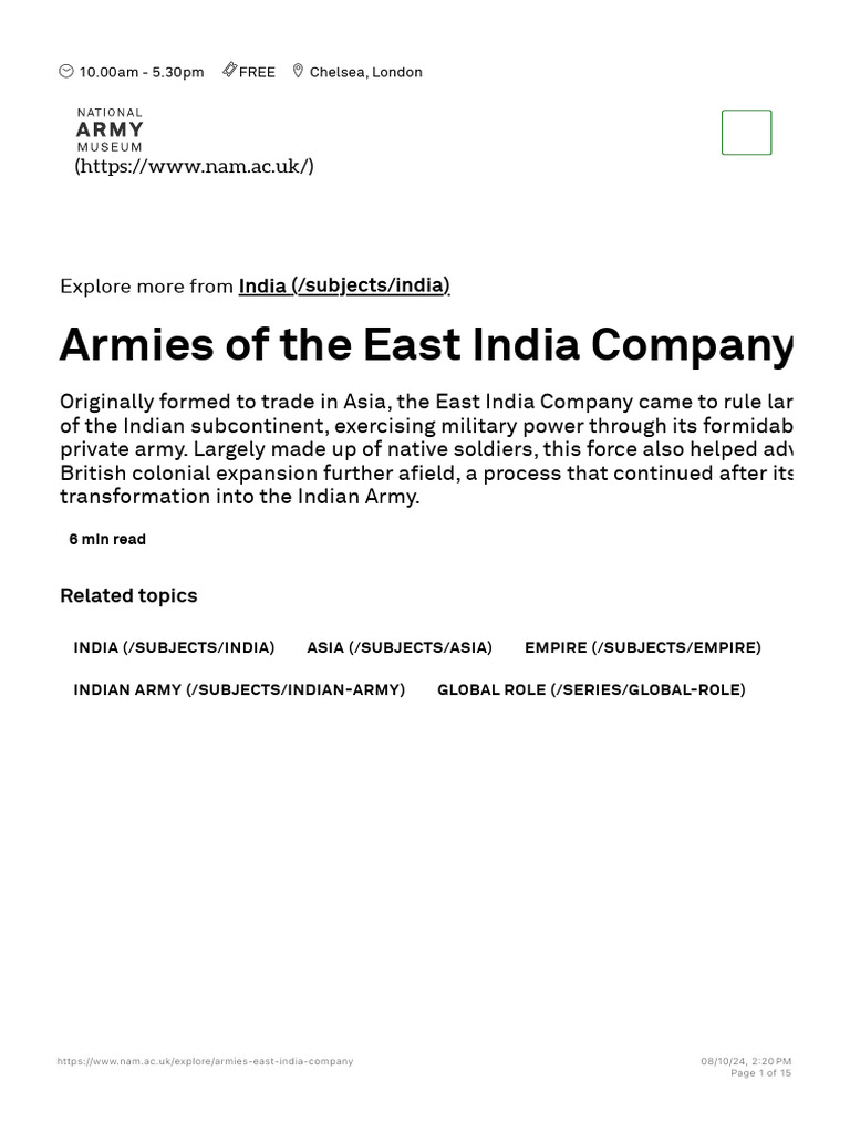 Armies of The East India Company | PDF | British Empire | East India Company