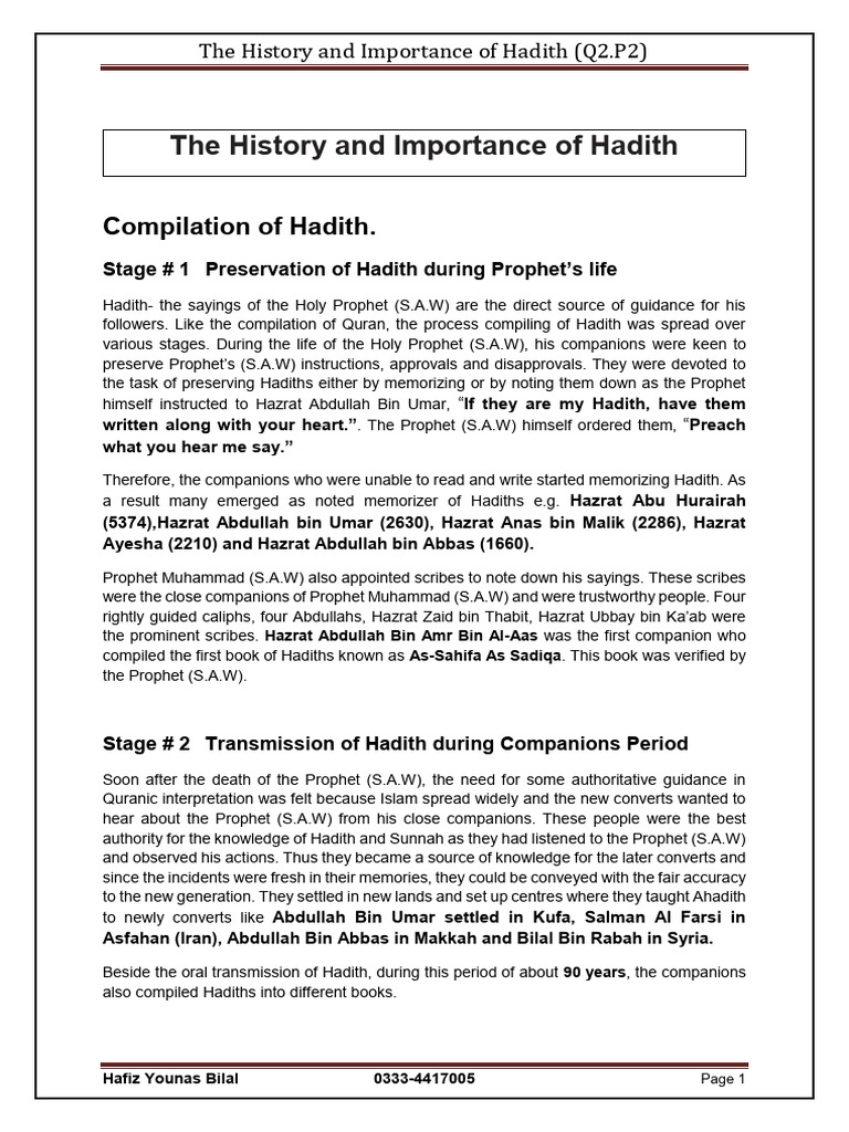 Isnad Matn and Compilation of Hadith | PDF | Hadith | Muhammad