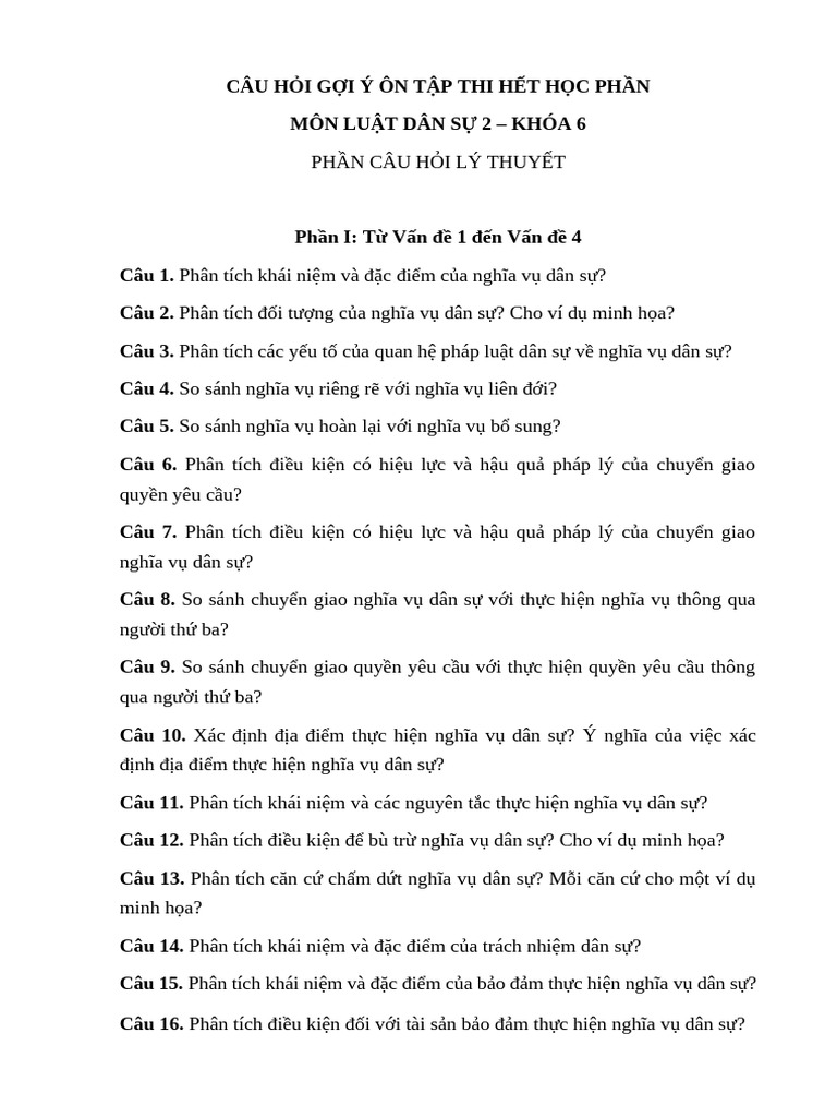 Cau Hoi Goi y On Tap - Ly Thuyet | PDF