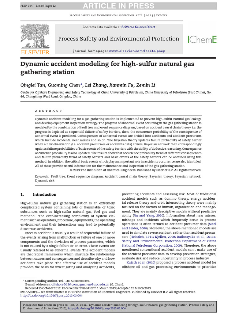 2013 Dynamic Accident Modeling For High-Sulfur Natural Gas | PDF | Risk ...