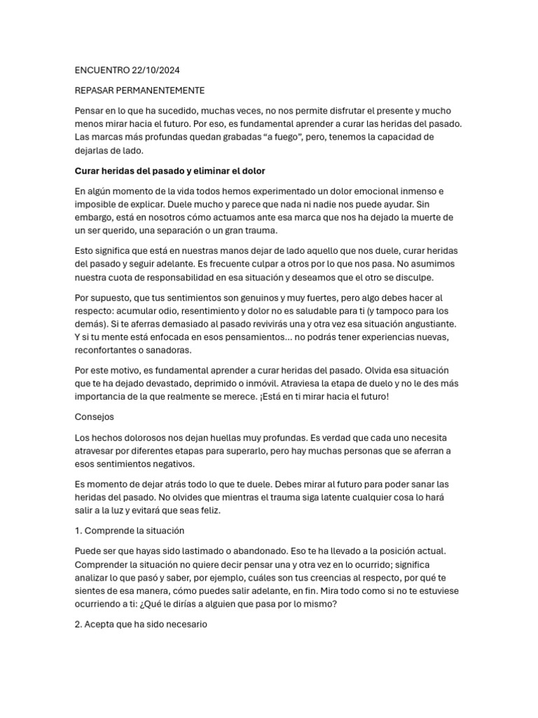 Sanando las heridas del pasado | PDF | Trauma psicólogico