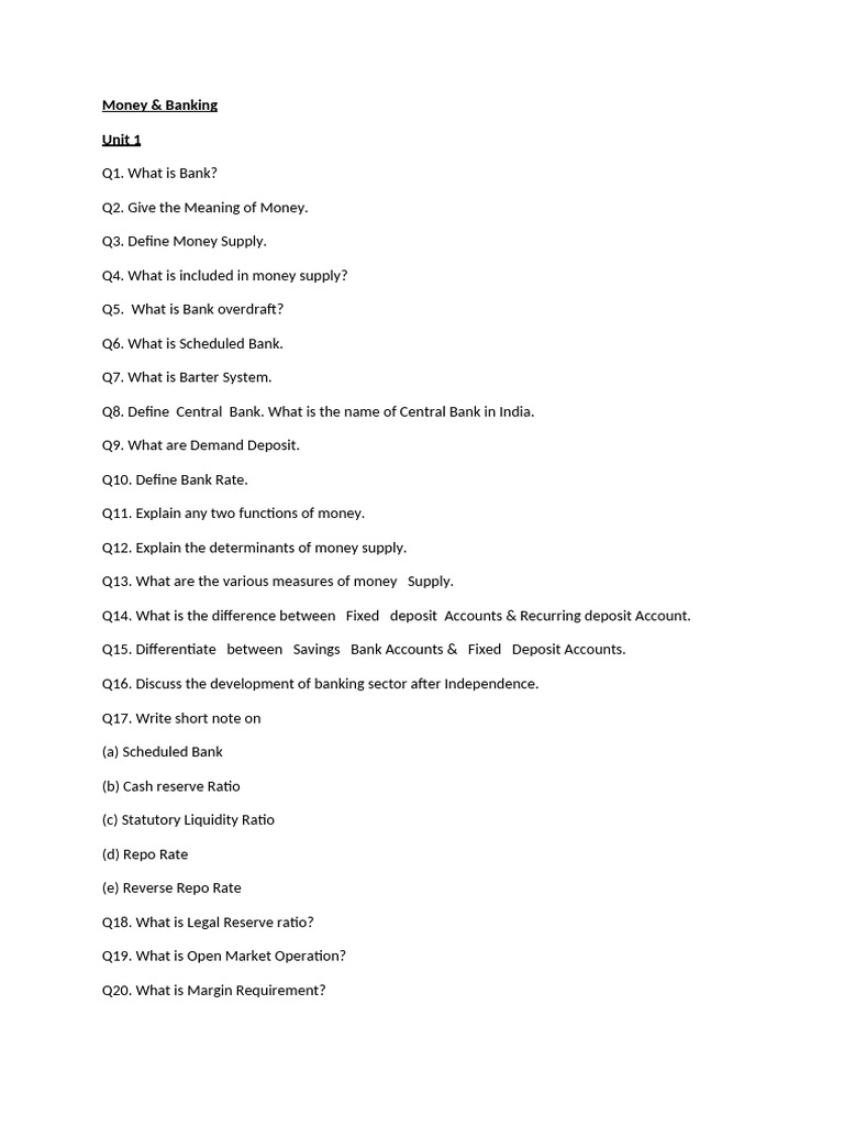 Money Banking PDF Reserve Bank Of India Money