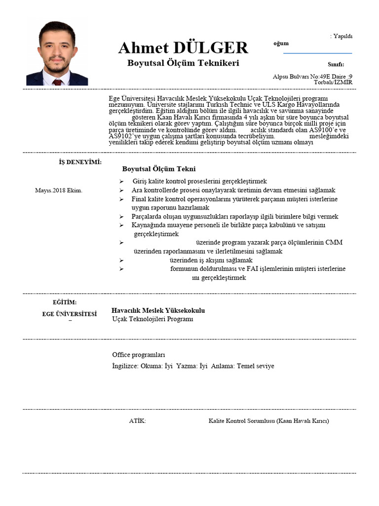 Ahmet - Cv-Özel | PDF