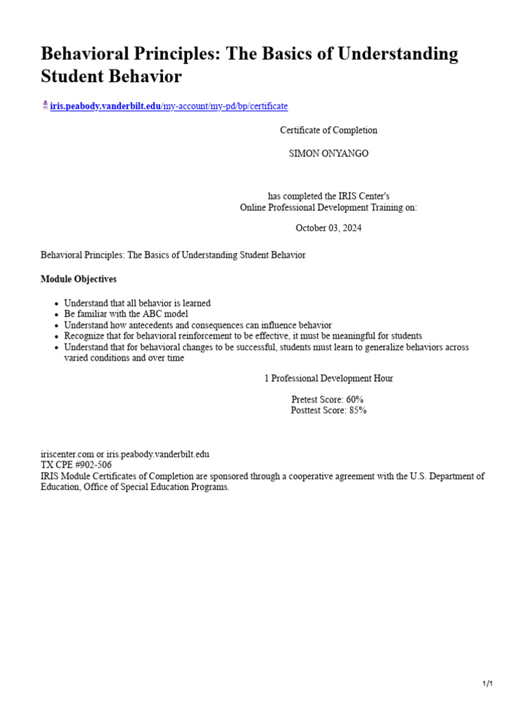 Understanding Student Behavior Basics | PDF