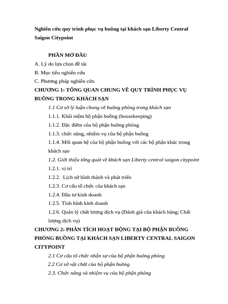 Nghiên C U Quy Trình PH C V Bu NG T I Khách S N | PDF