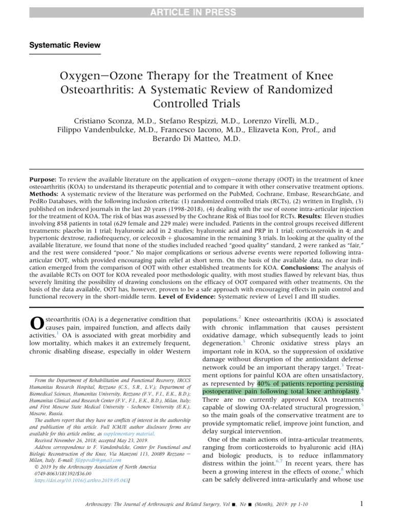 C1. Oxygen-Ozone Therapy For The Treatment of Knee | PDF | Randomized ...