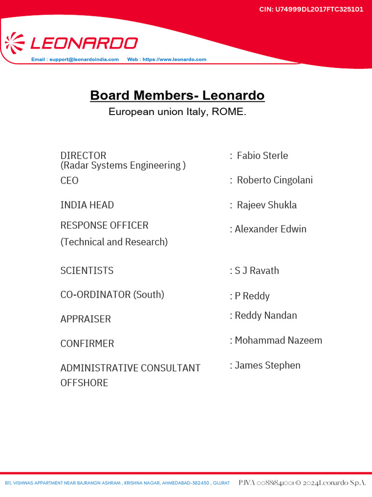 Leonardo India Contact Directory | PDF