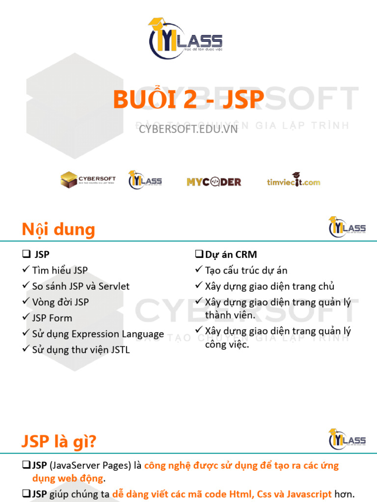 BU I 2 - JSP: Cybersoft - Edu.Vn | PDF