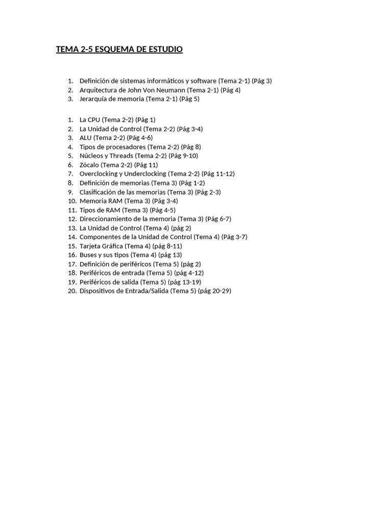 Tema 2-5 Esquema de Estudio | PDF
