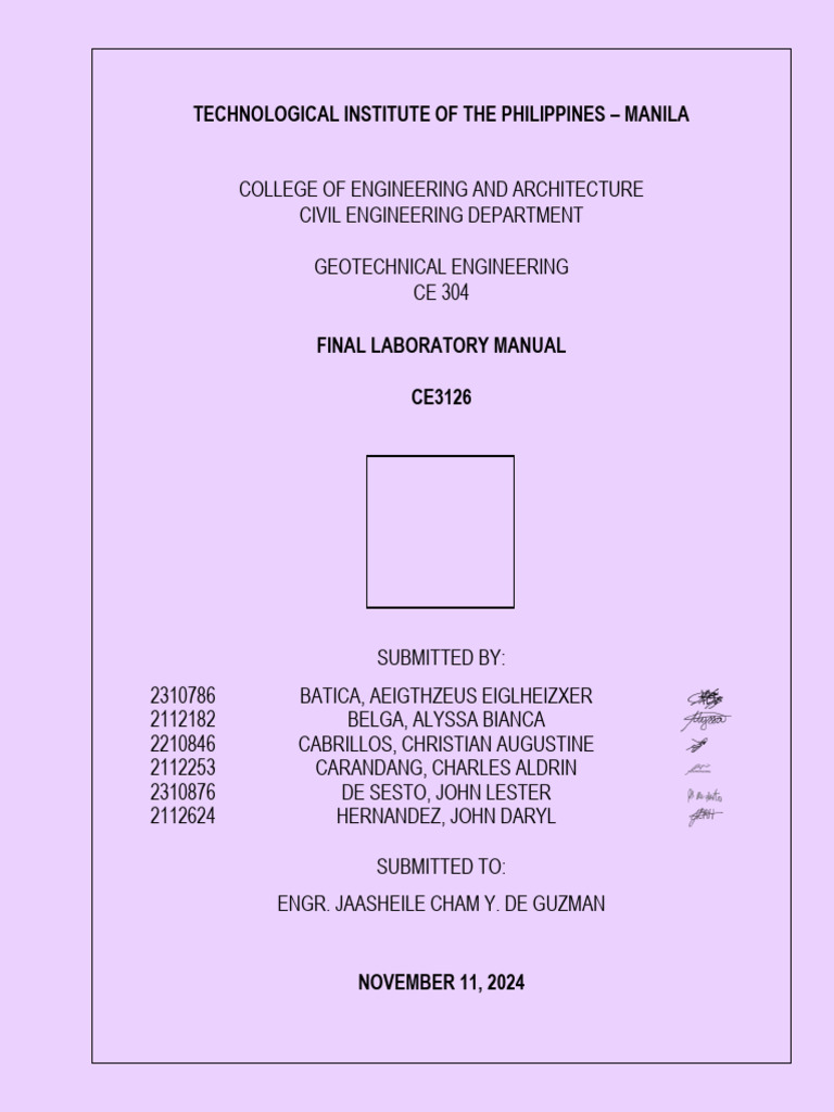 Geotechnical Engineering Lab Manual | PDF