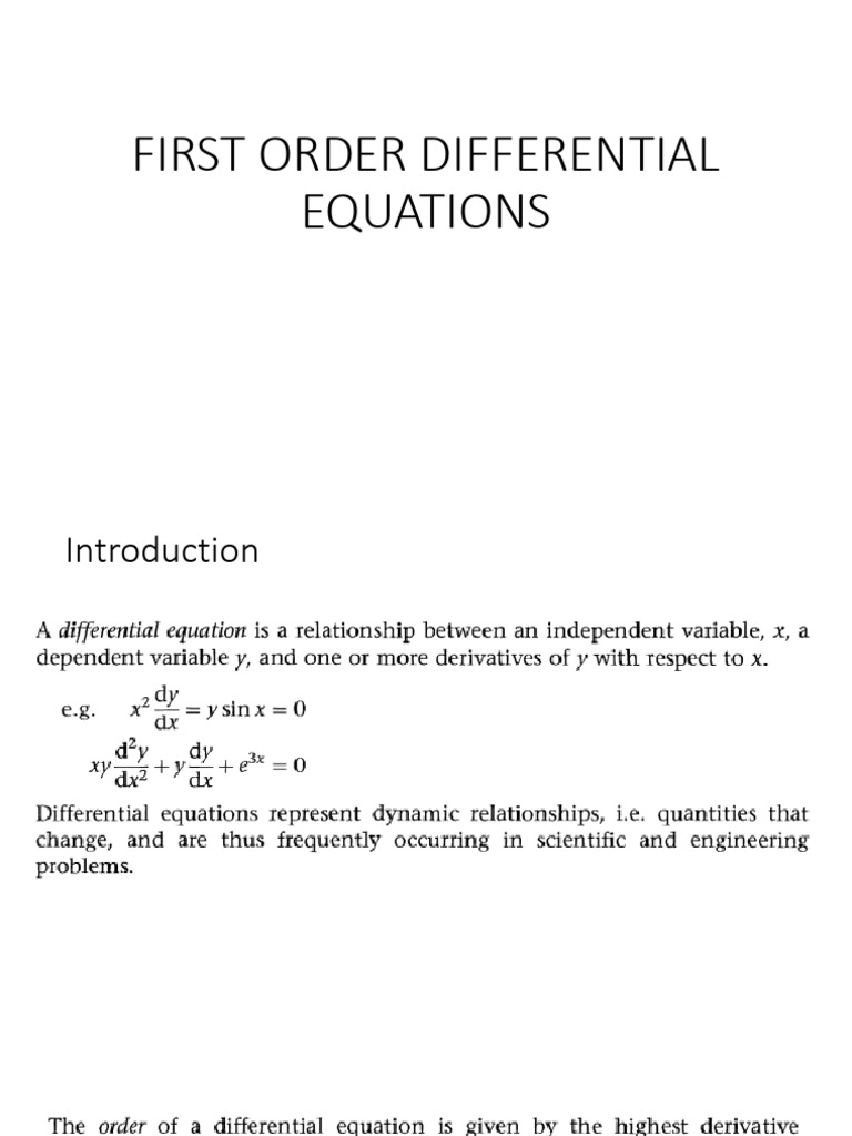 Lecture 4 First Order Differential Equations | PDF