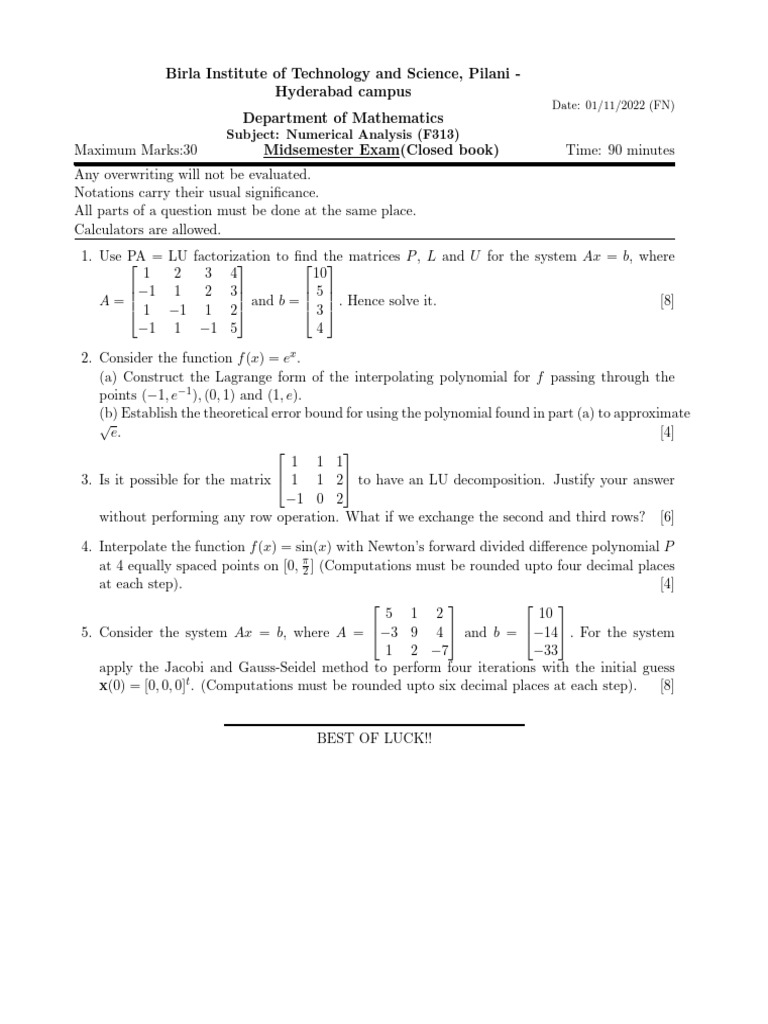 Mid Sem | PDF | Applied Mathematics | Algorithms