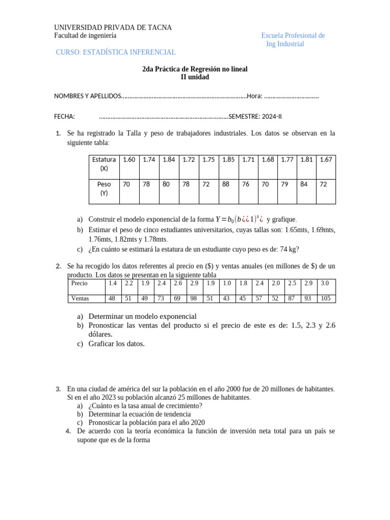2da PRACT Estad Inferencial Unidad II 24-1 | PDF | Economias