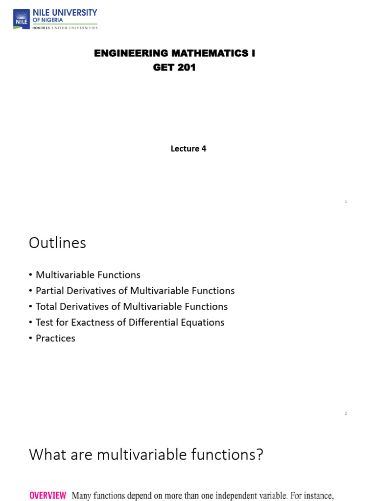 Week 5 Partial Derivatives | PDF | Derivative | Function (Mathematics)