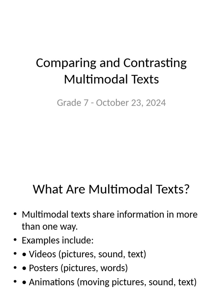 Multimodal Texts Presentation | PDF