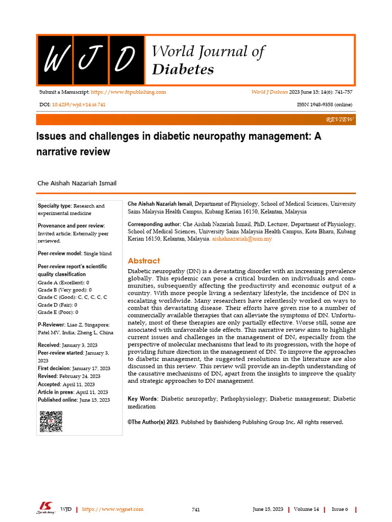 Issues and Challenges in Diabetic Neuropathy Manag | PDF | Myelin ...