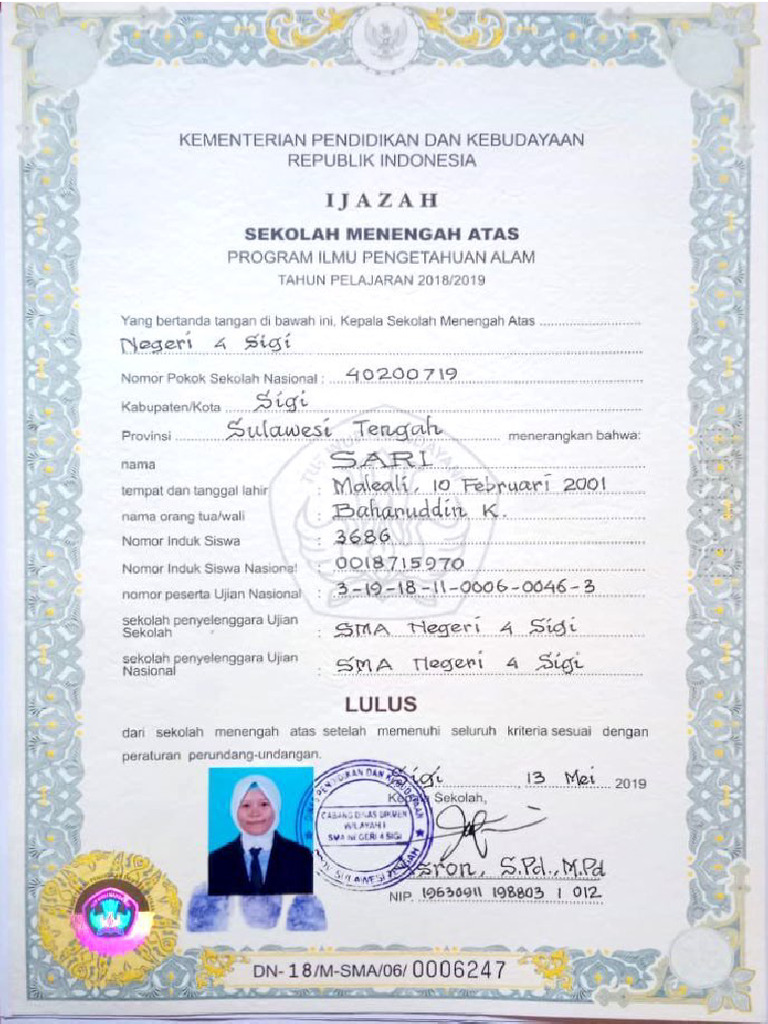 Sari - A40119007 File Ijazah, KTP, Slip | PDF
