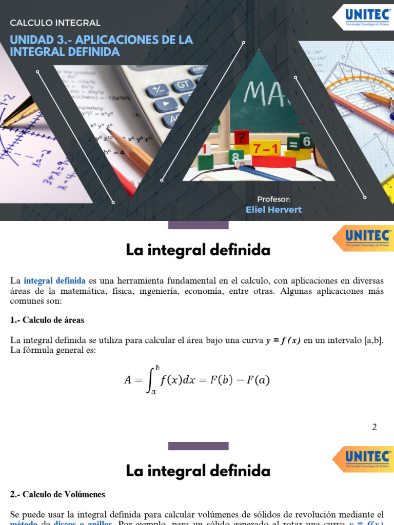 Unidad 3. - Aplicaciones de La Integral Definida | PDF | Métodos y materiales de enseñanza