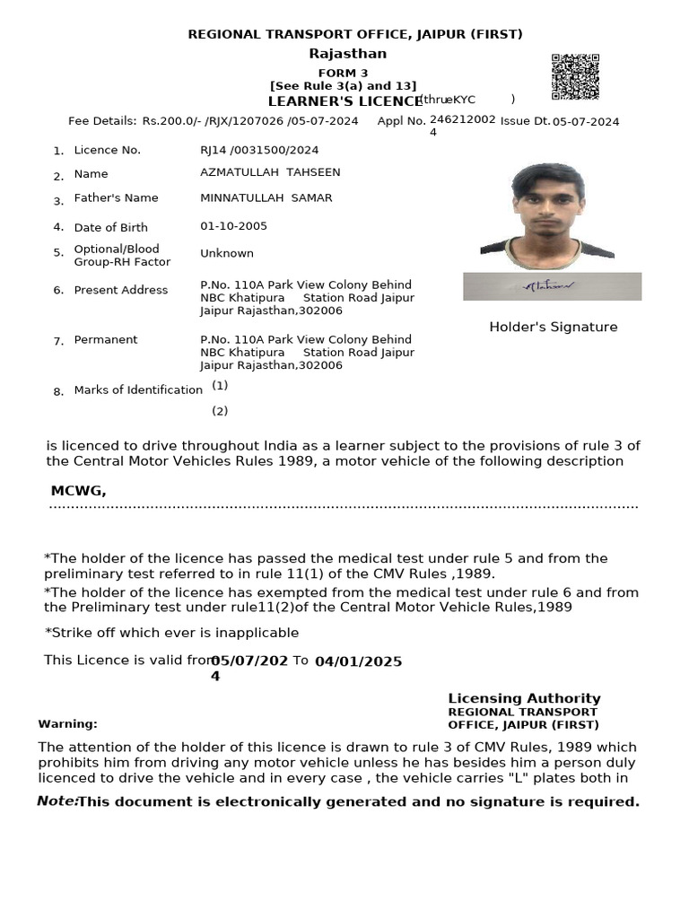 Learner Licence | PDF | Road Transport | Land Transport