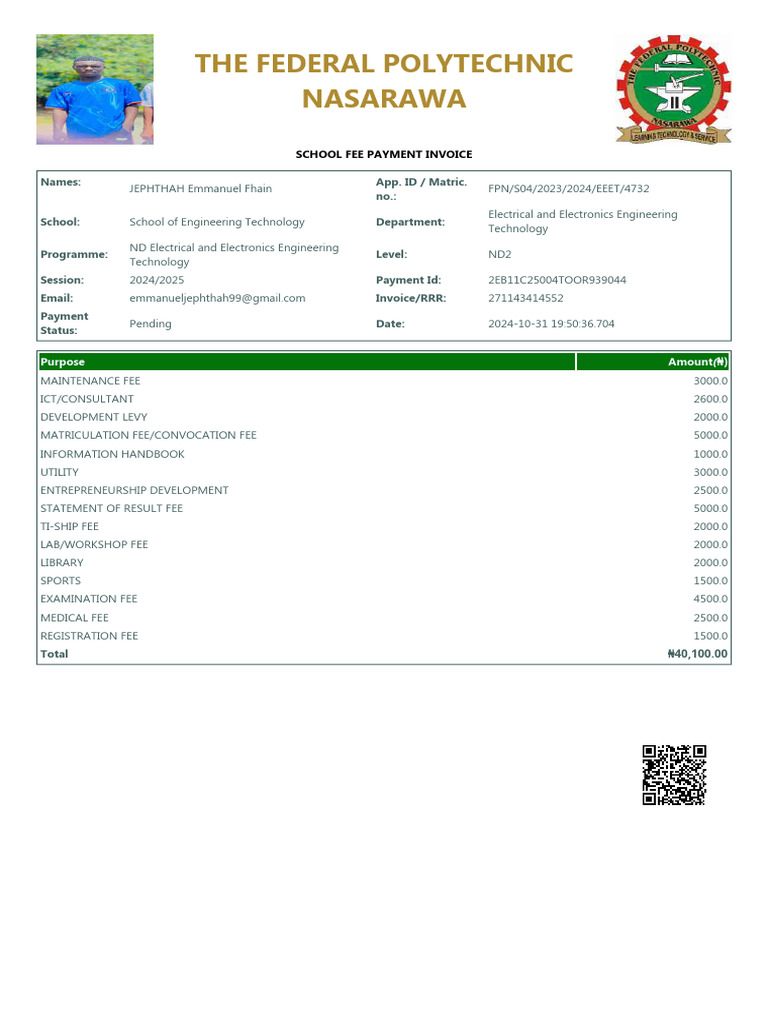 The Federal Polytechnic Nasarawa: Names: App. ID / Matric. No.: School: Department | PDF ...