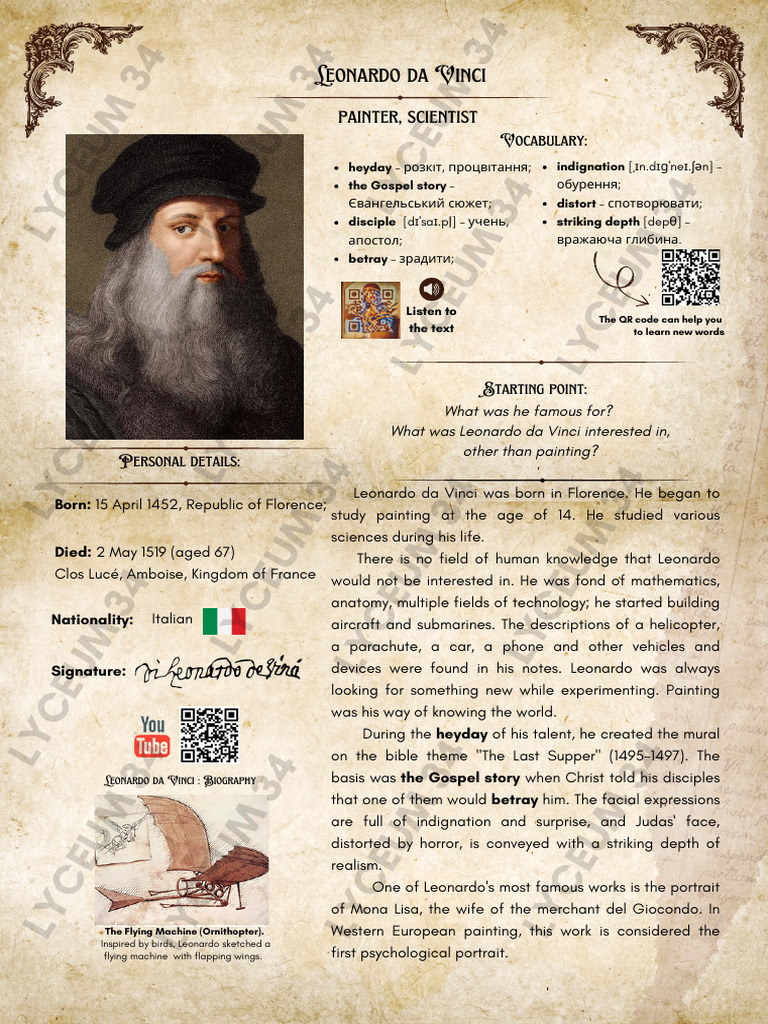 Lesson 6 Leonardo Da Vinci | PDF | Leonardo Da Vinci