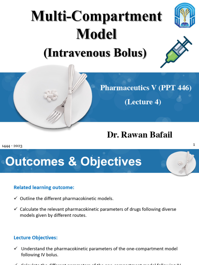Multi-Compartment Model-Intravenous Bolus (Lecture 4) | PDF | Pharmacokinetics