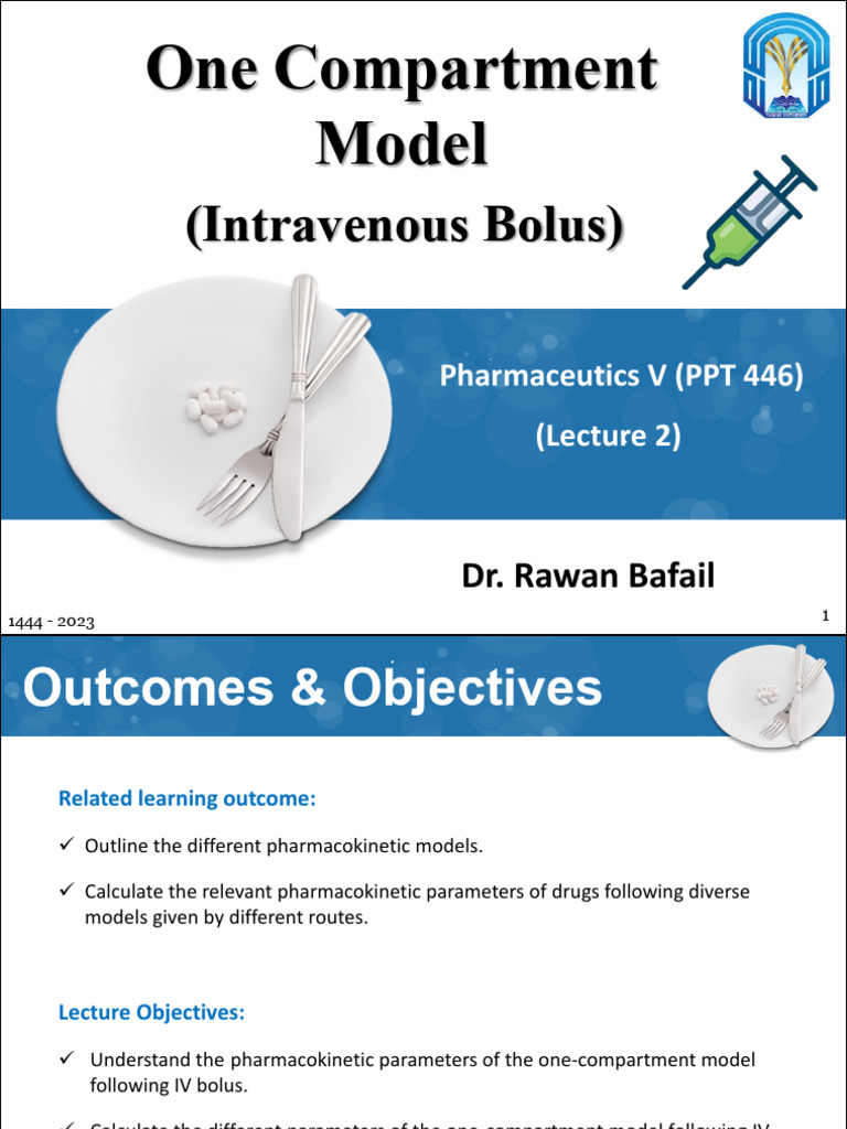 One Compartment Model - Intravenous Bolus (Lecture 2) | PDF ...