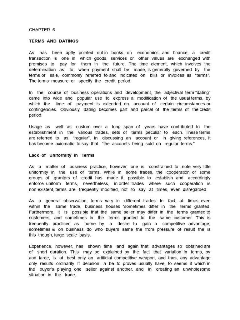 Chapter 6 Terms and Datings | PDF | Discounting | Credit