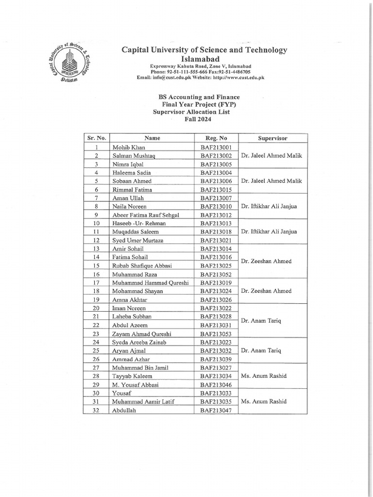 Notification Final Year Project Fyp Fall 2024 07 10 24 Pdf