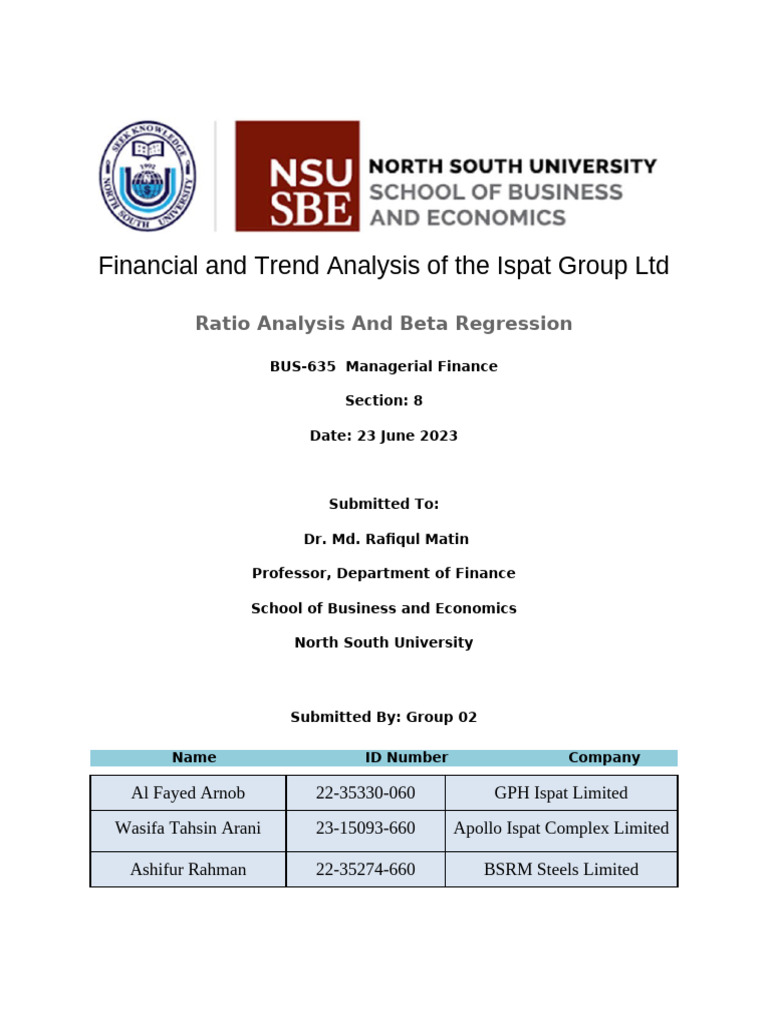 BUS 635 - Ispat Industry | PDF | Coefficient Of Determination ...