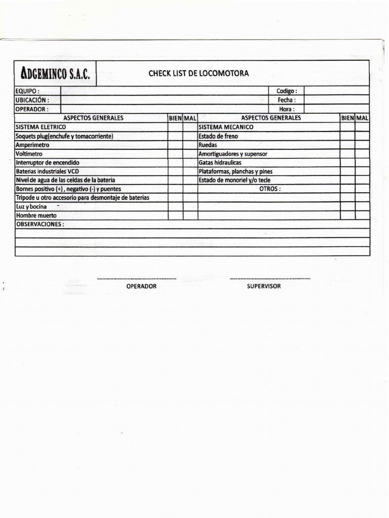 Check Lis Locomotora | PDF