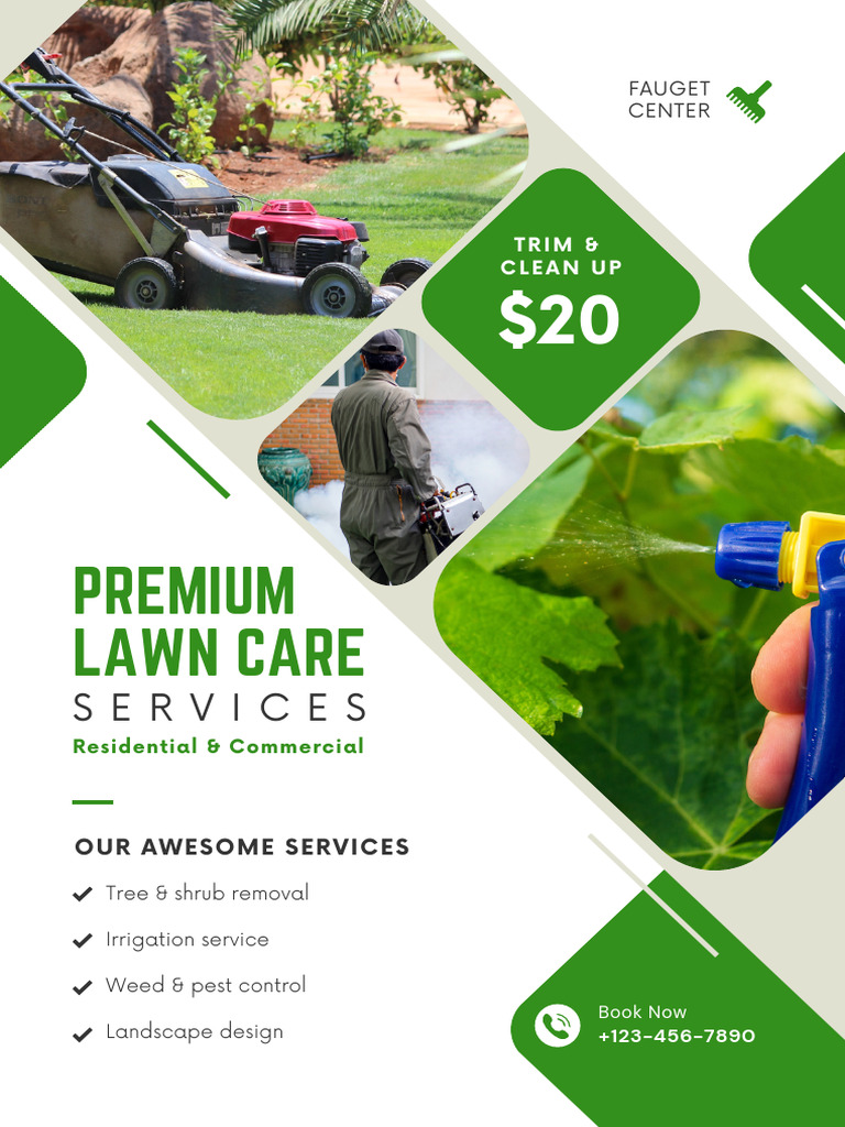Green Geometric Lawn Care Flyer | PDF