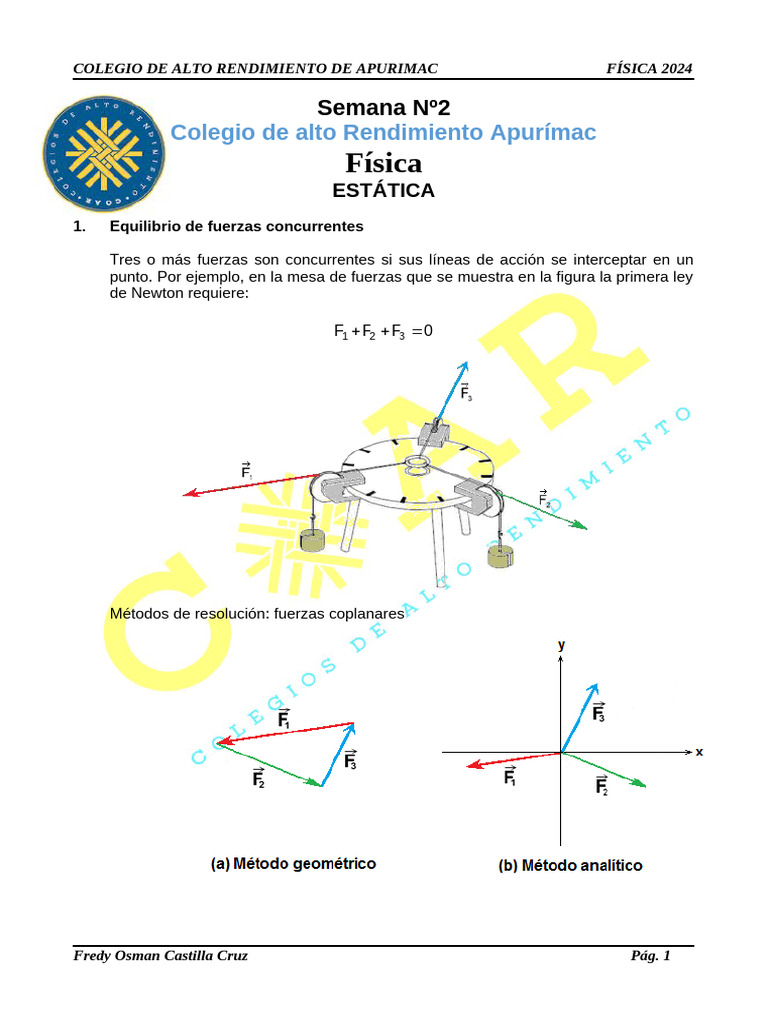 Semana Nº2 - Estática | PDF | Esfuerzo de torsión | Fuerza