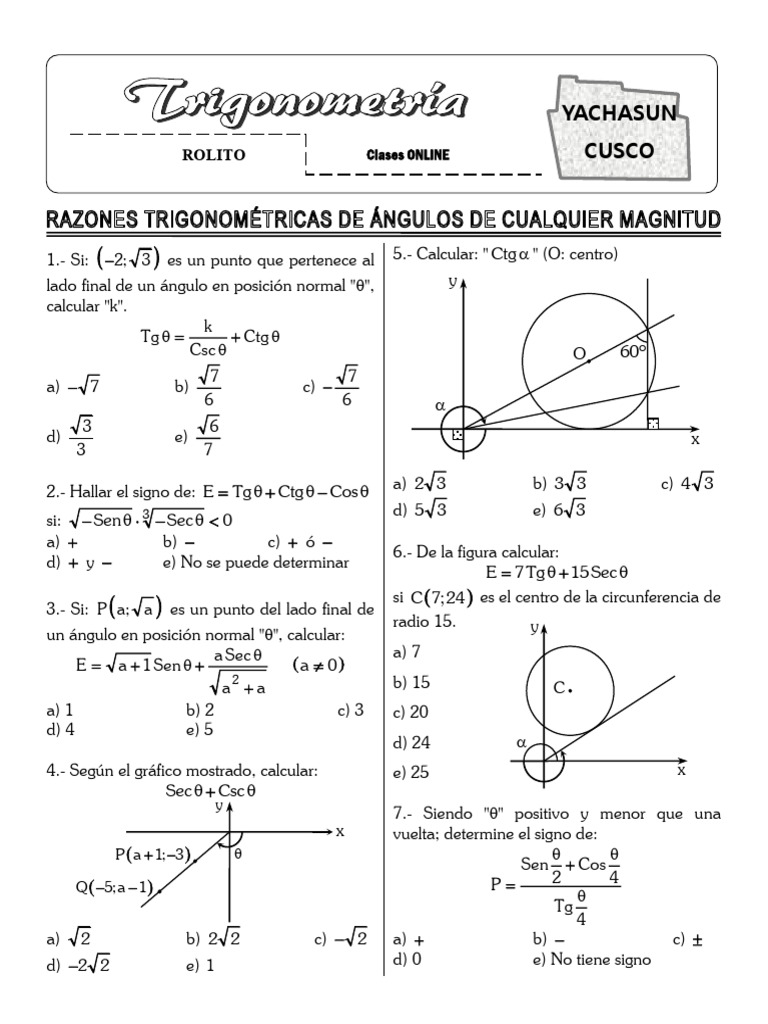 Razones Trig de Ángulos de Cualquier Magnitud | PDF | Geometría Elemental | Trigonometría