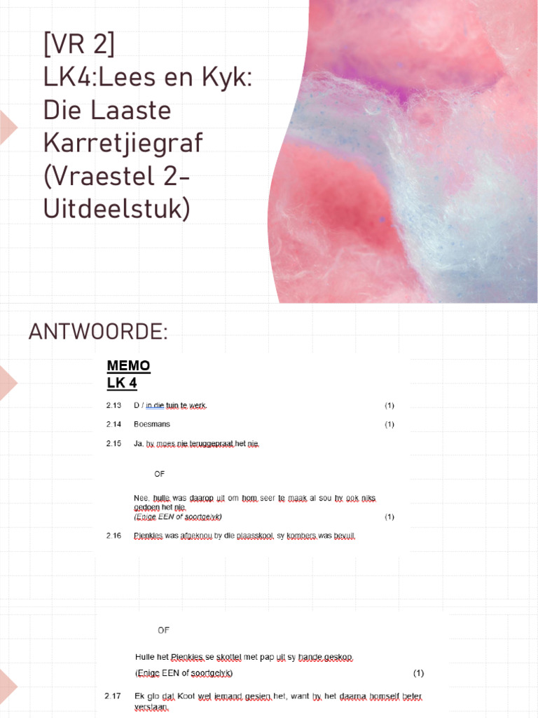 GR 11 Afrikaans Antwoorde LK4-LK9 | PDF